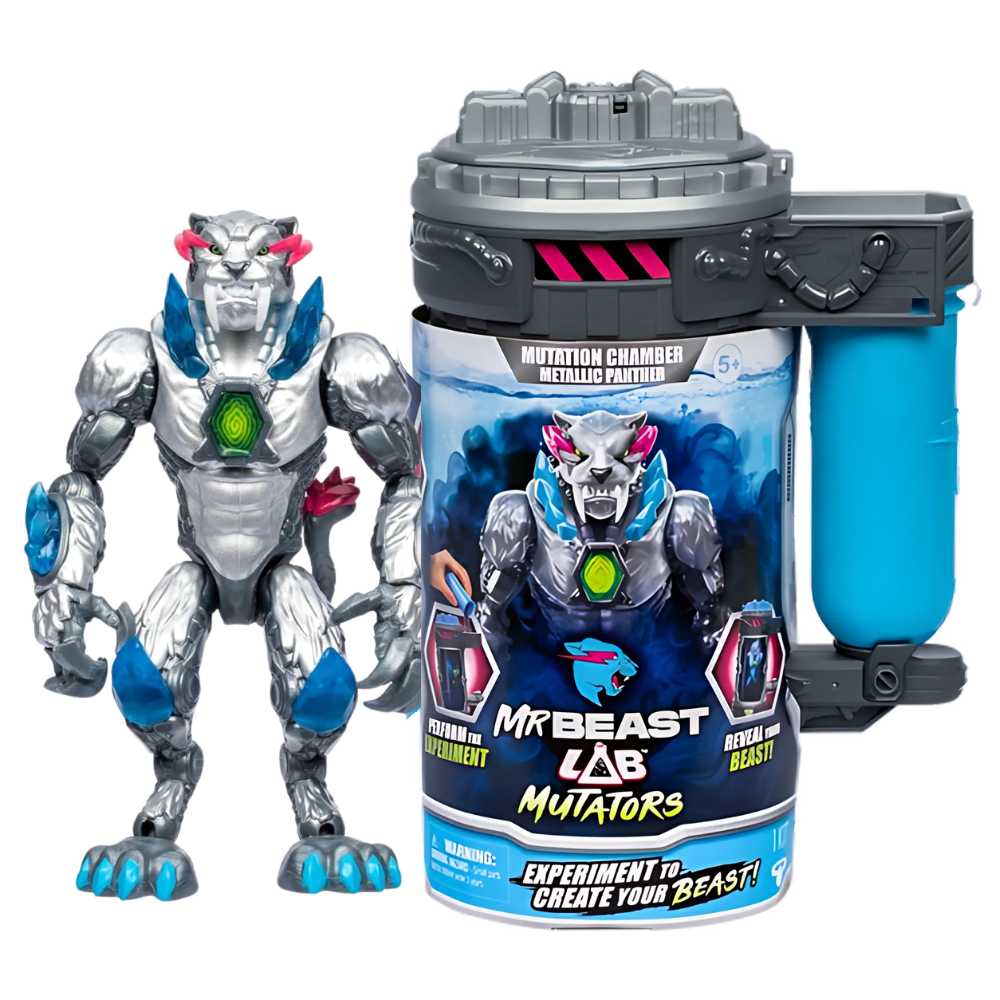Mr. Beast Lab Mutators Beast Chamber Metallic Panther Figure w/ Articu ...